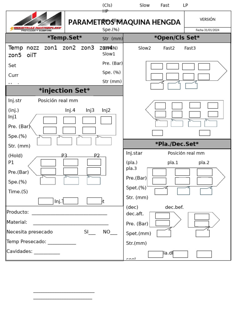 Parametros Maquina Hengda | PDF