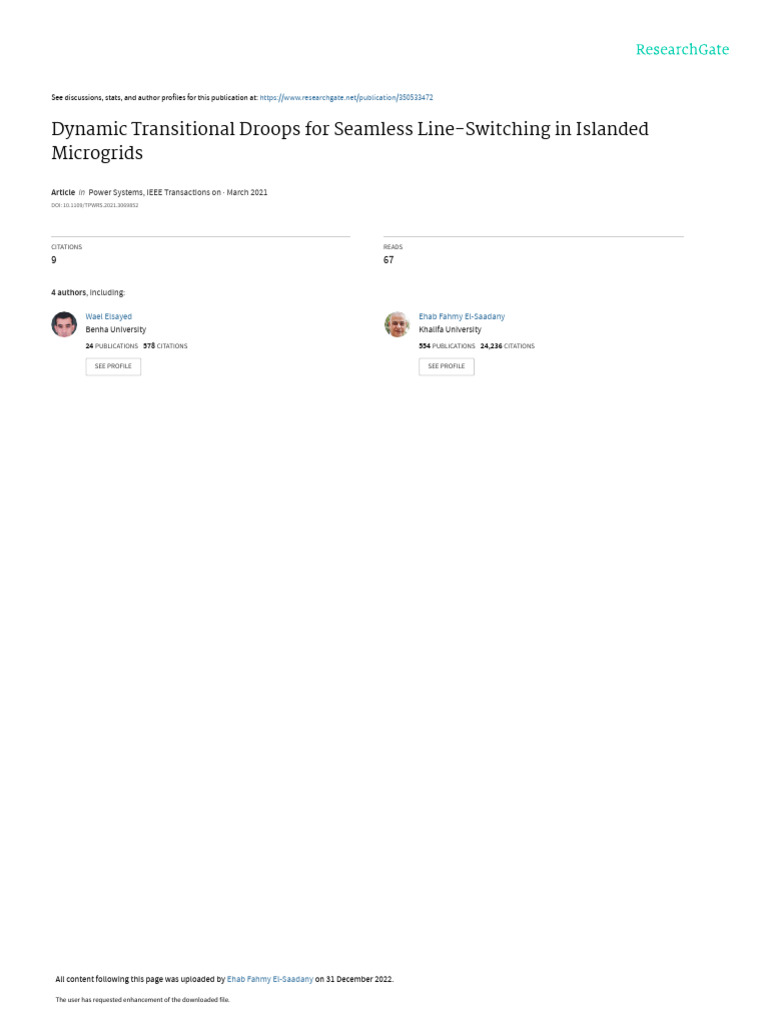 Seamless Line-Switching in Microgrids | PDF | Distributed Generation | Electric Power