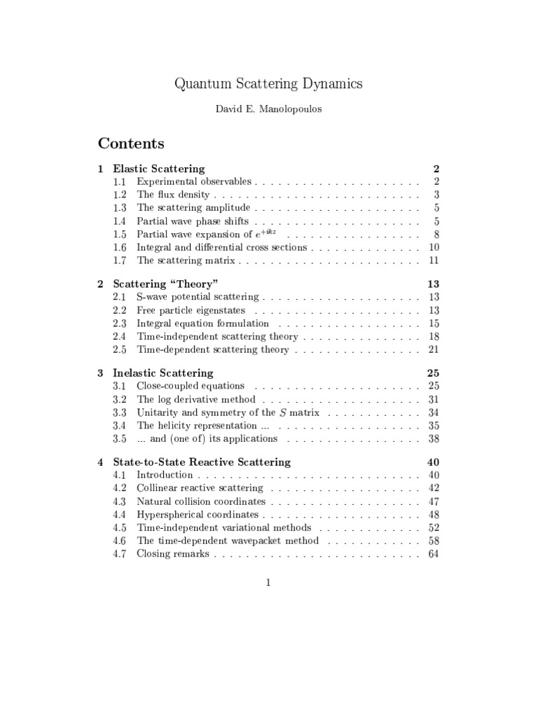 Quantum Scattering Dynamics | PDF