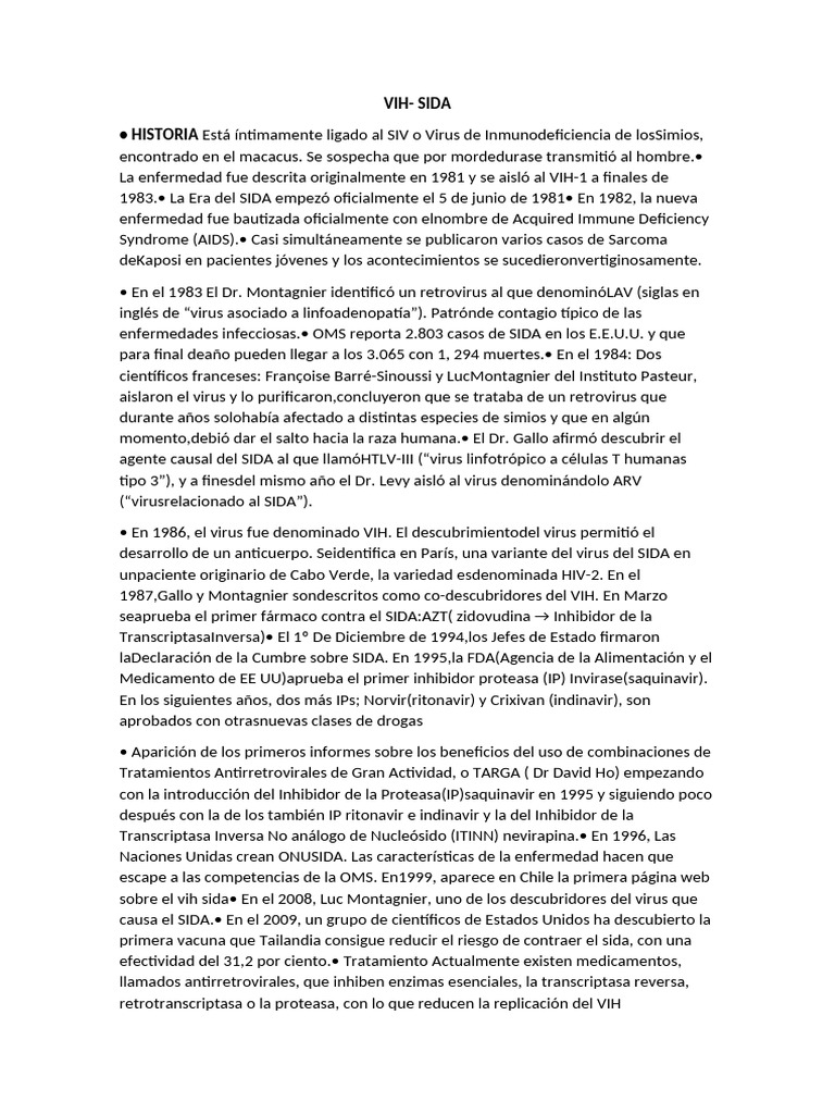 Historia y Evolución del VIH/SIDA | PDF | VIH | VIH / SIDA