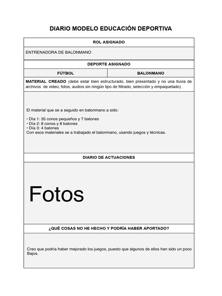 Julia Bustos Arquero - DIARIO MODELO EDUCACIÓN DEPORTIVA | PDF | Juegos ...