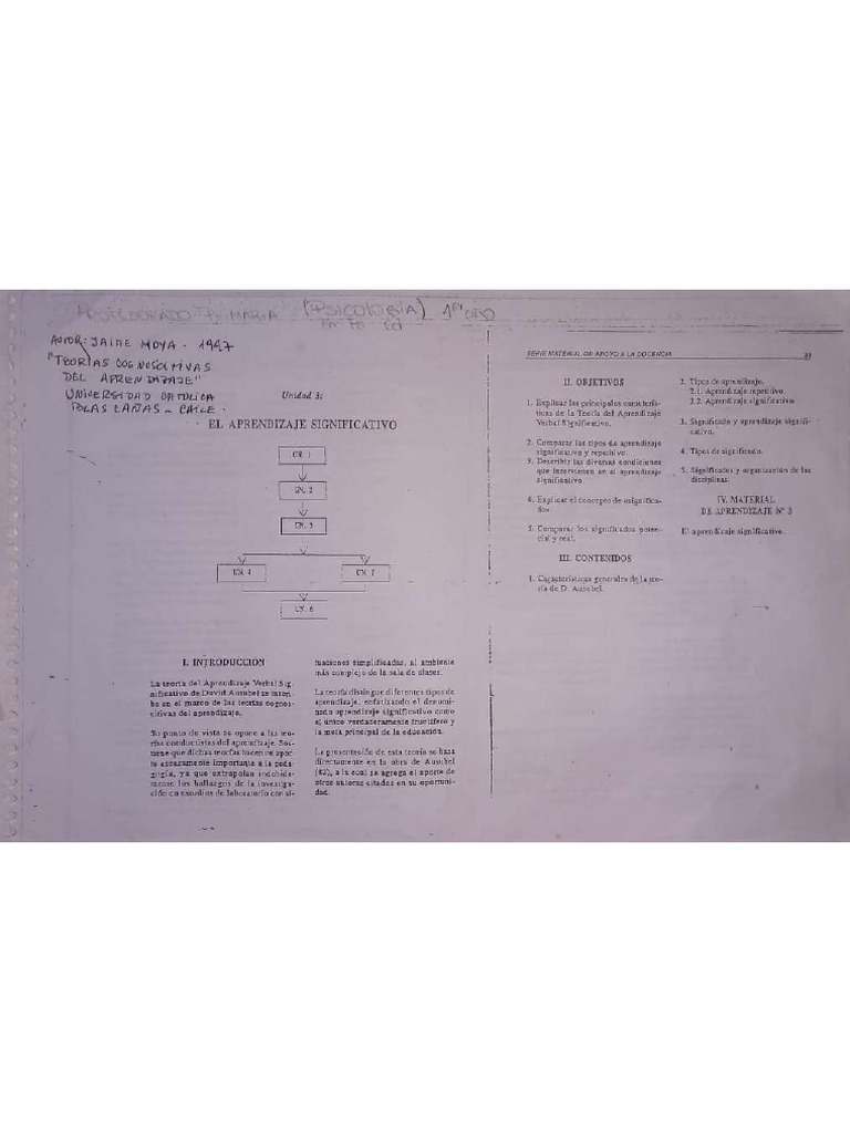 Jaime Moya. TeorÃ As Cogniscitivas Del Aprendizaje. | PDF