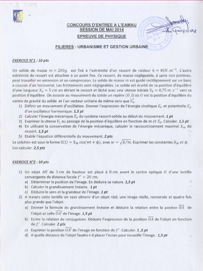 Conc 2014 Physique GU U | PDF