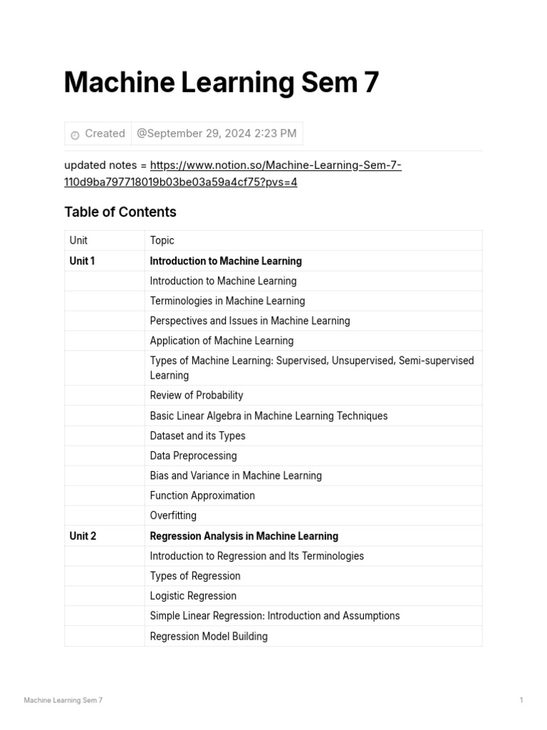 Machine Learning Notes Pdf Machine Learning Regression Analysis