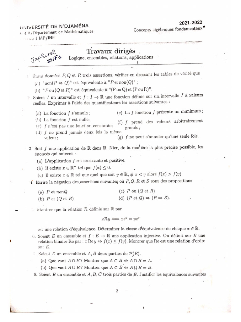 TD Correction D'algèbre | PDF