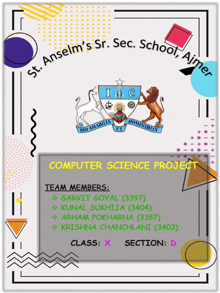 Computer Project 2024-2025 (Kunal Sukhija (Group Leader) (Class - X-D) ) | PDF | Inheritance ...