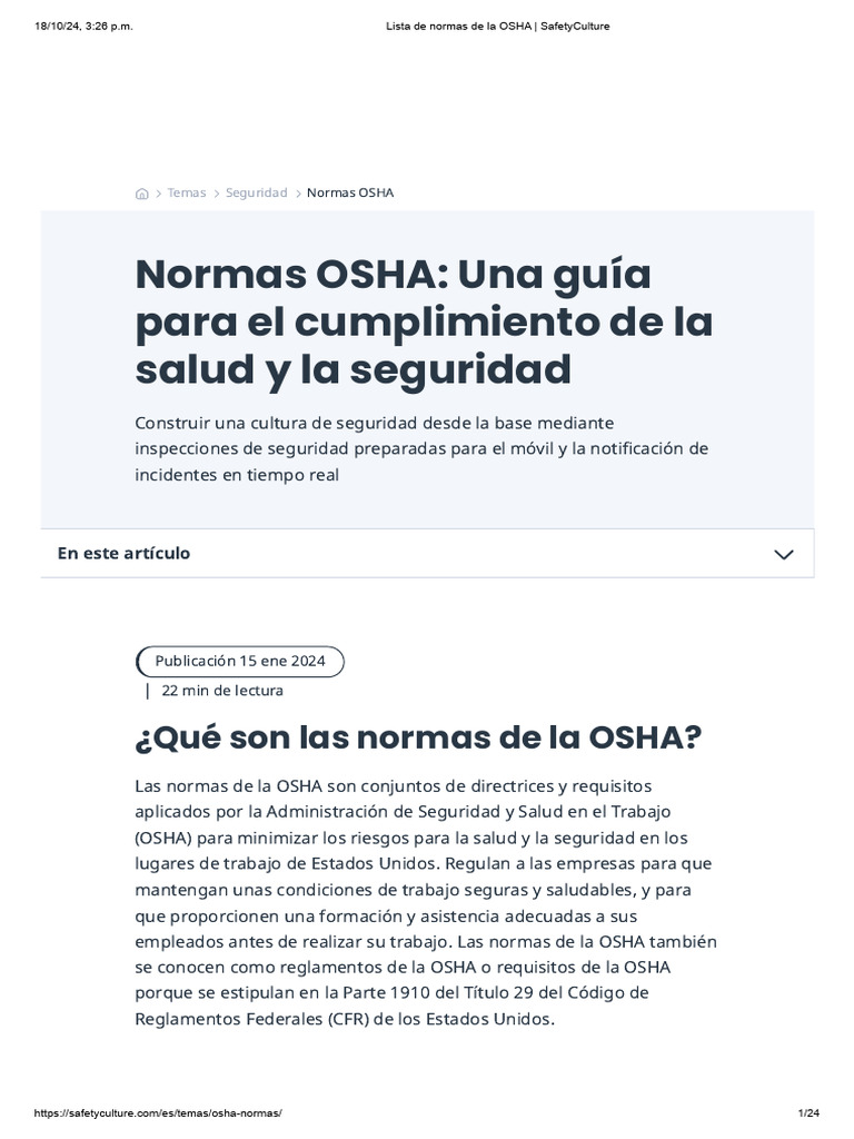 Guia Normas OSHA | PDF | Administración de Seguridad y Salud ...