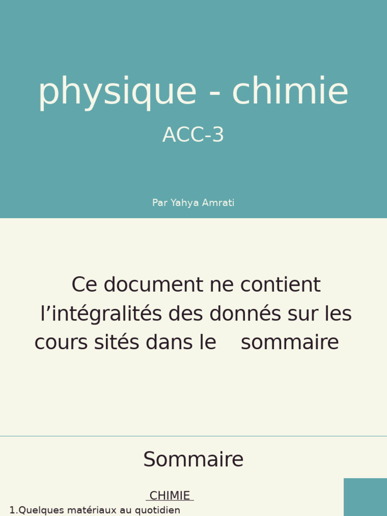 Physique - Chimie / Les Matérieux 3ac by d4c | PDF | Ion | Atomes