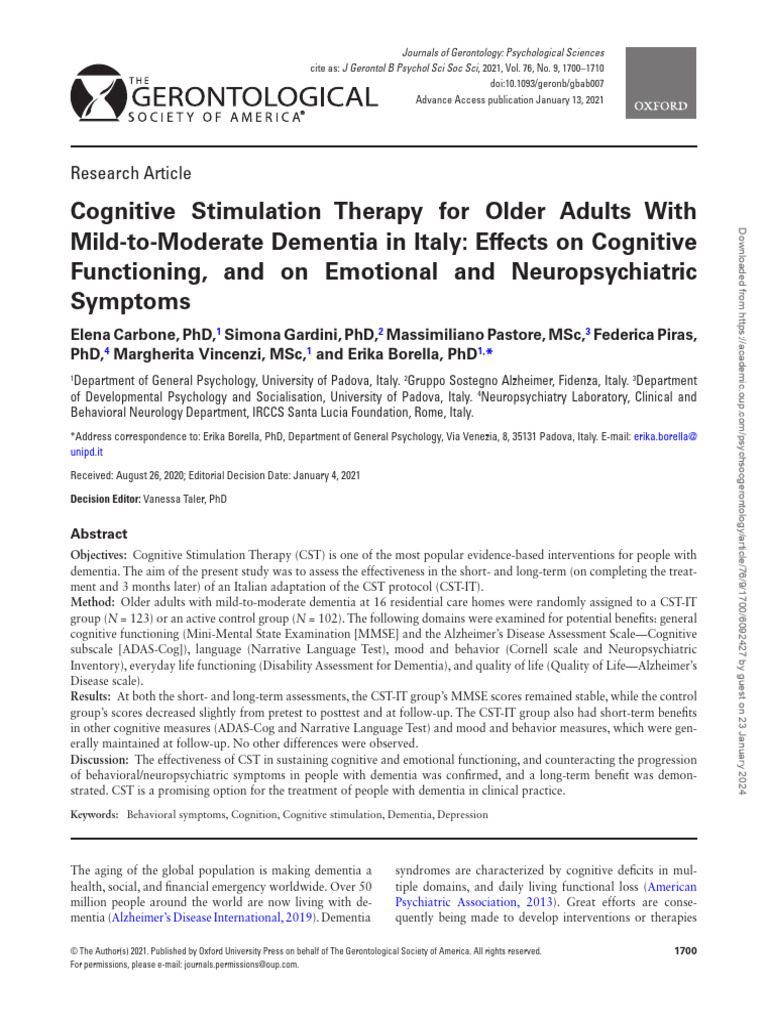 2021 CS in Dementia Cognition and BPSD | PDF | Dementia | Alzheimer's Disease