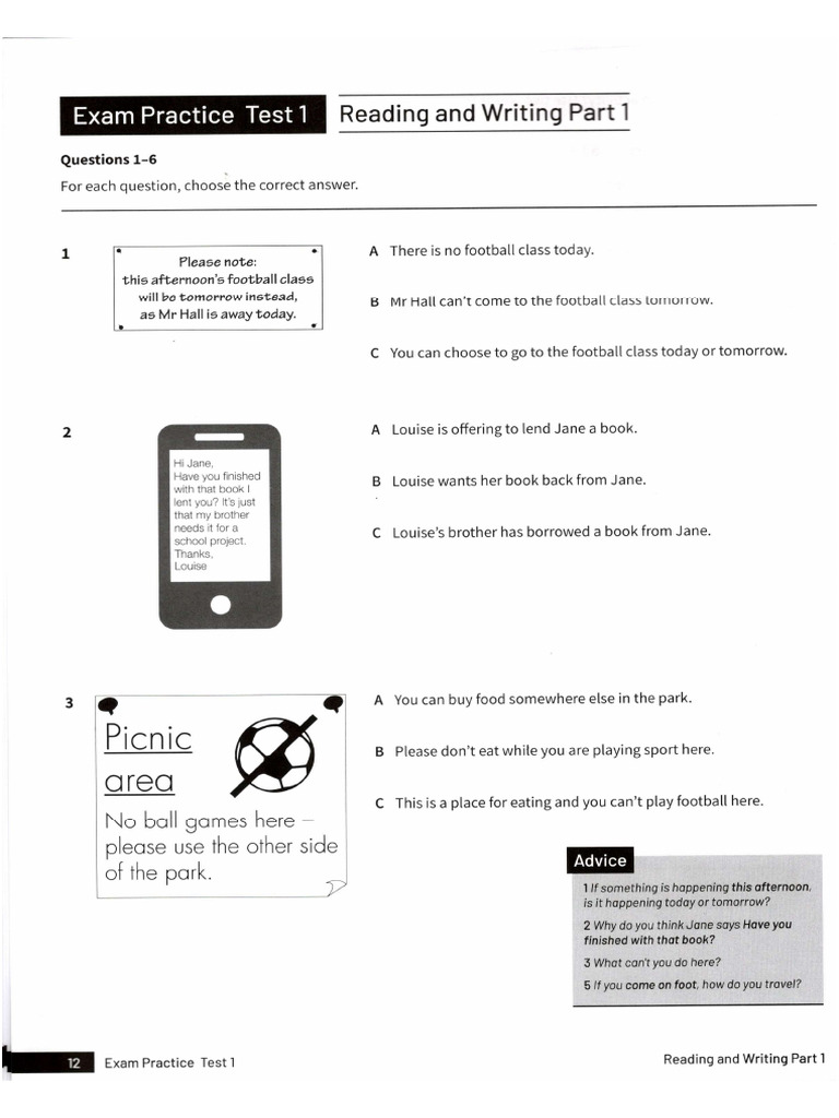 Practice Test 1 (A2 Key for schools trainer) | PDF
