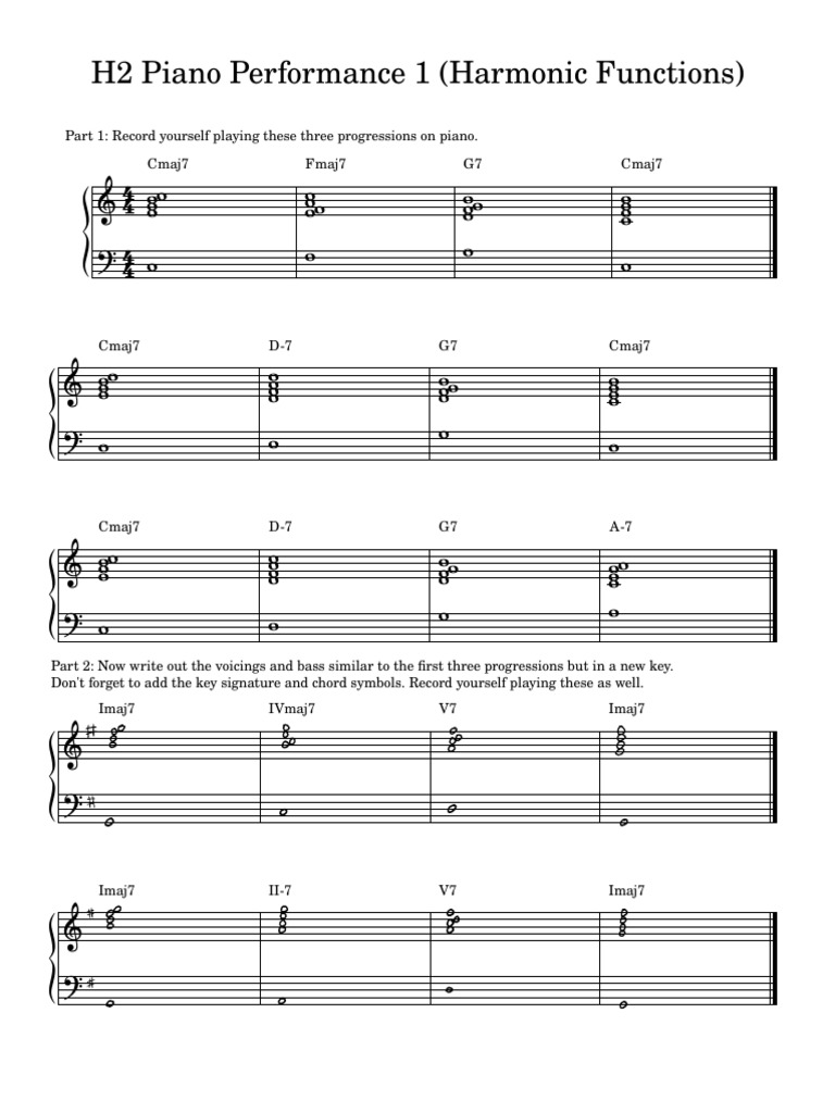 H2 Piano Performance 1 (Harmonic Functions) | PDF | Musical Forms | Musical Techniques