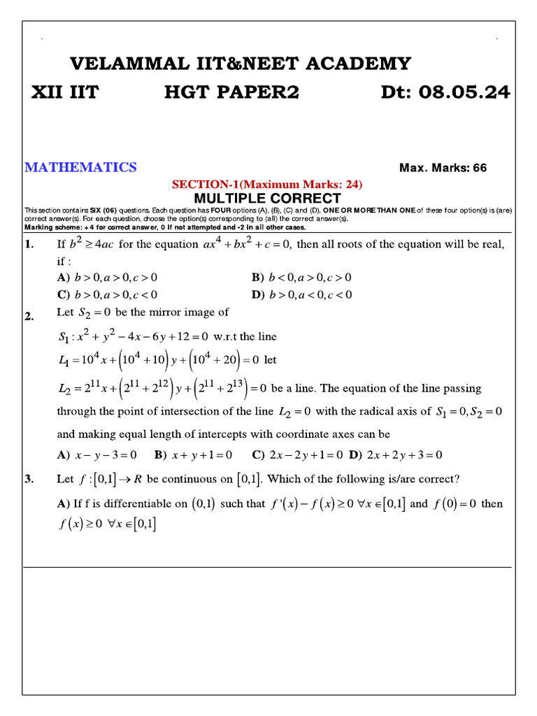 HGT P2 Q.P With Solutions - 08.05.24 | PDF