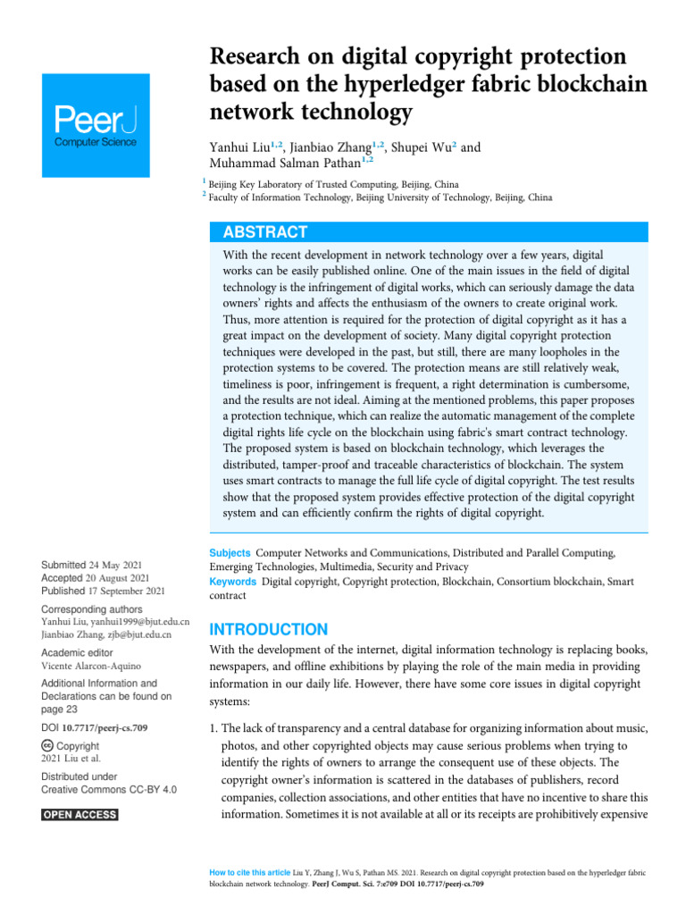 Research On Digital Copyright Protection Based On | PDF | Copyright Infringement | Computing