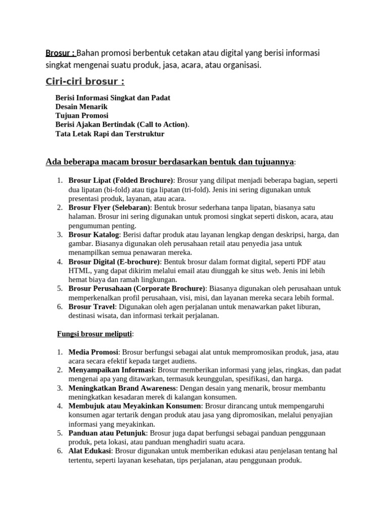 Ciri-Ciri Brosur | PDF | Bisnis | Seni