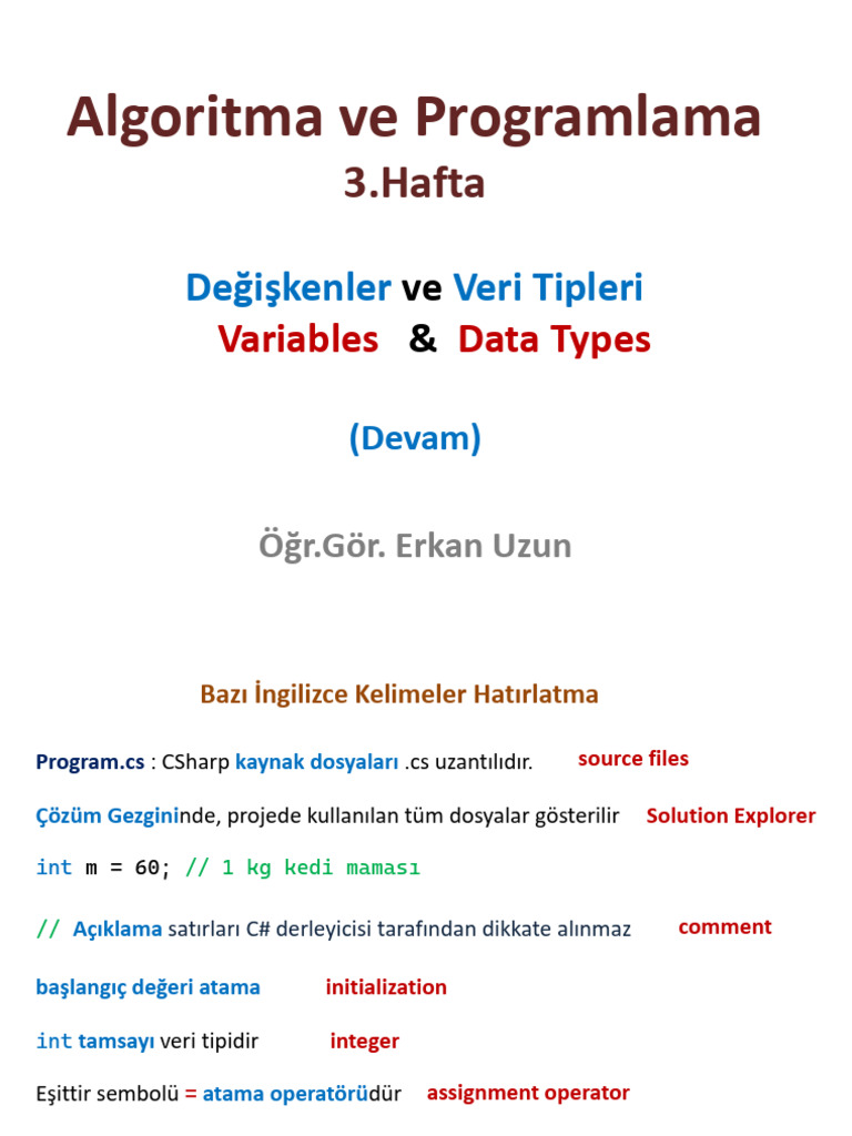 Hafta 02 Değişkenler Ve Veri Tipleri II I | PDF