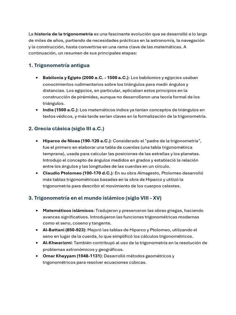 Historia de la Trigonometria | PDF | Trigonometría | Ptolomeo