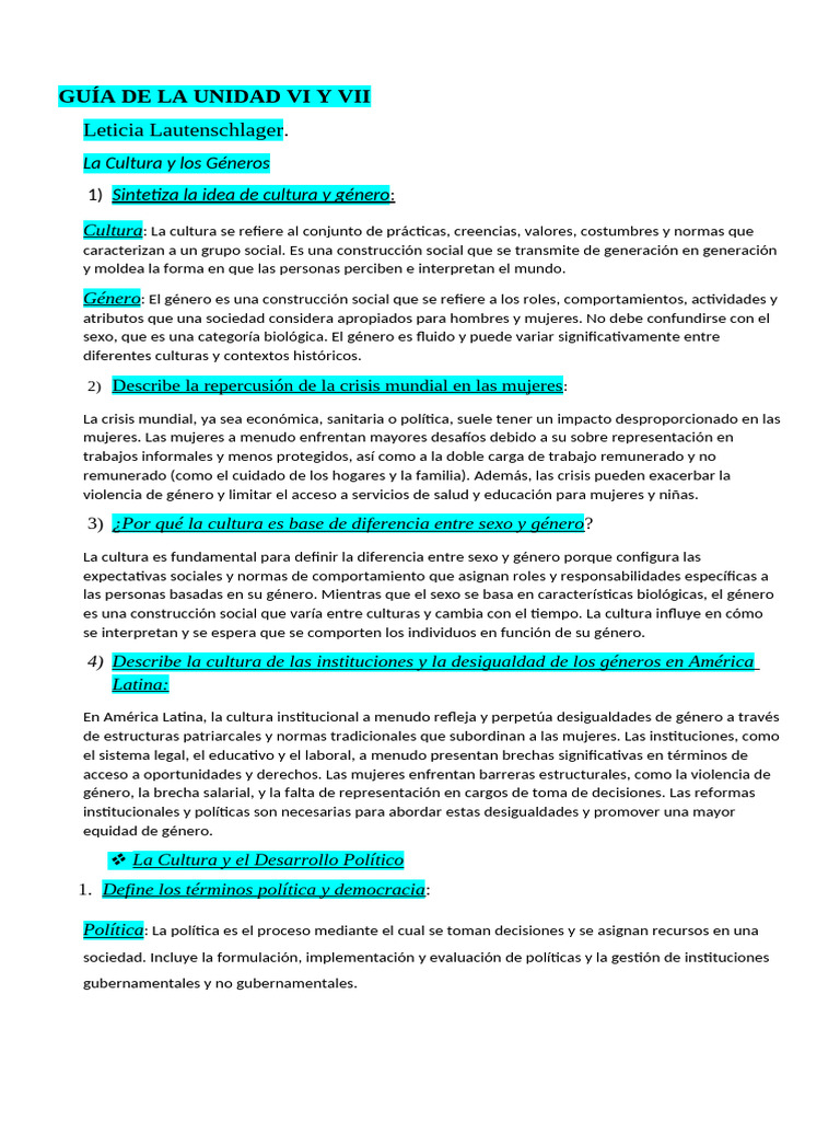 Guía de La Unidad Vi y Vii | PDF | Democracia | Ideologías políticas