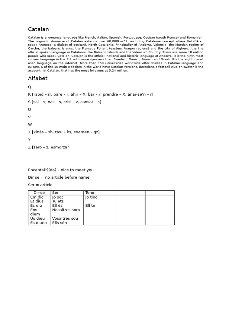 Catalan | PDF | Foreign Language Studies