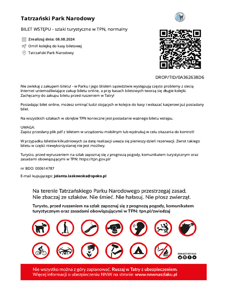 Tatrzanski Park Narodowy DROP PID 49EDED1571 | PDF