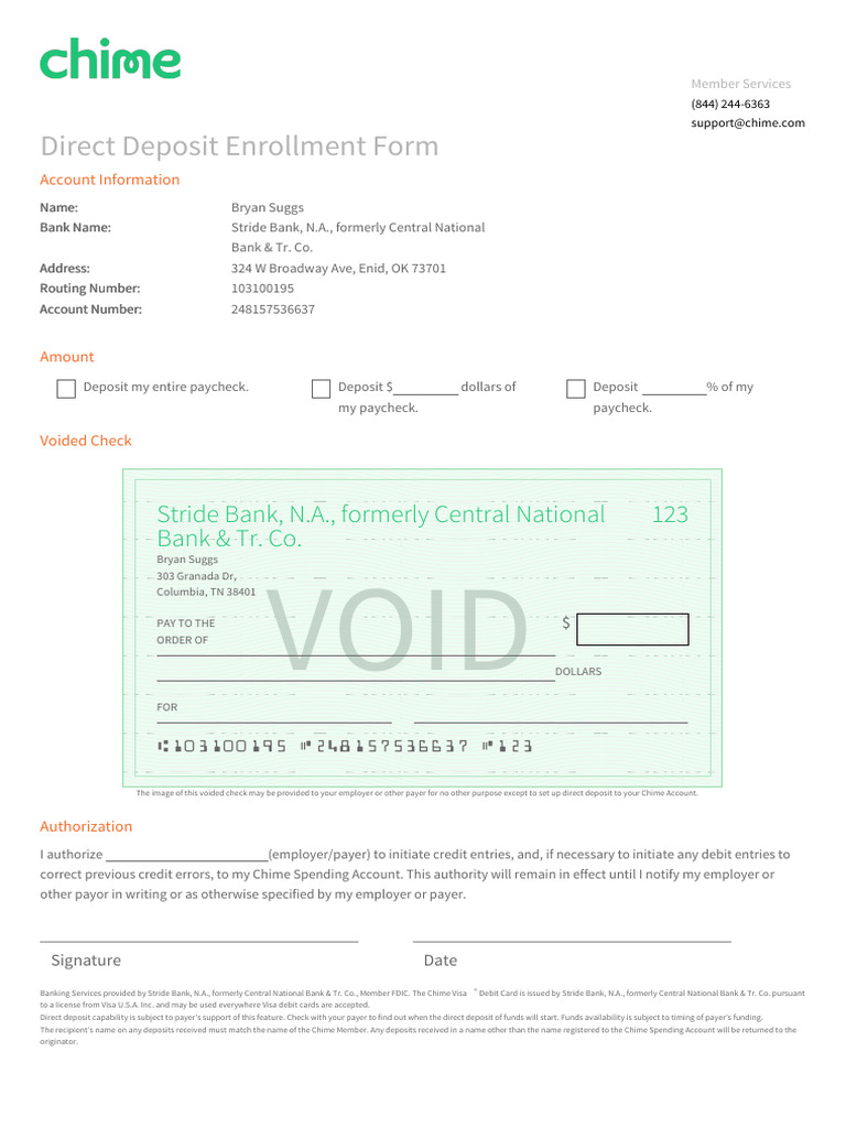 Direct Deposit Info | PDF | Banks | Paycheck