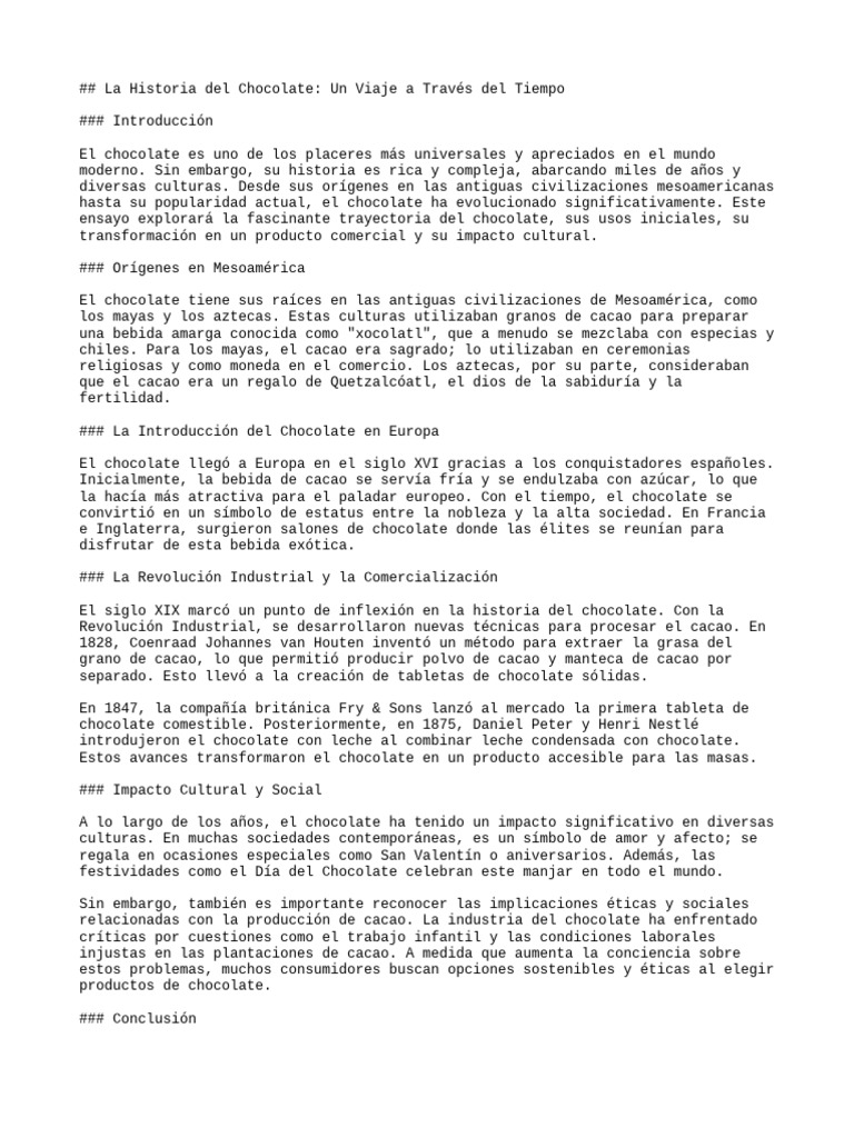 ## La Historia Del Chocolate Un Via | PDF | Chocolate | Mesoamérica