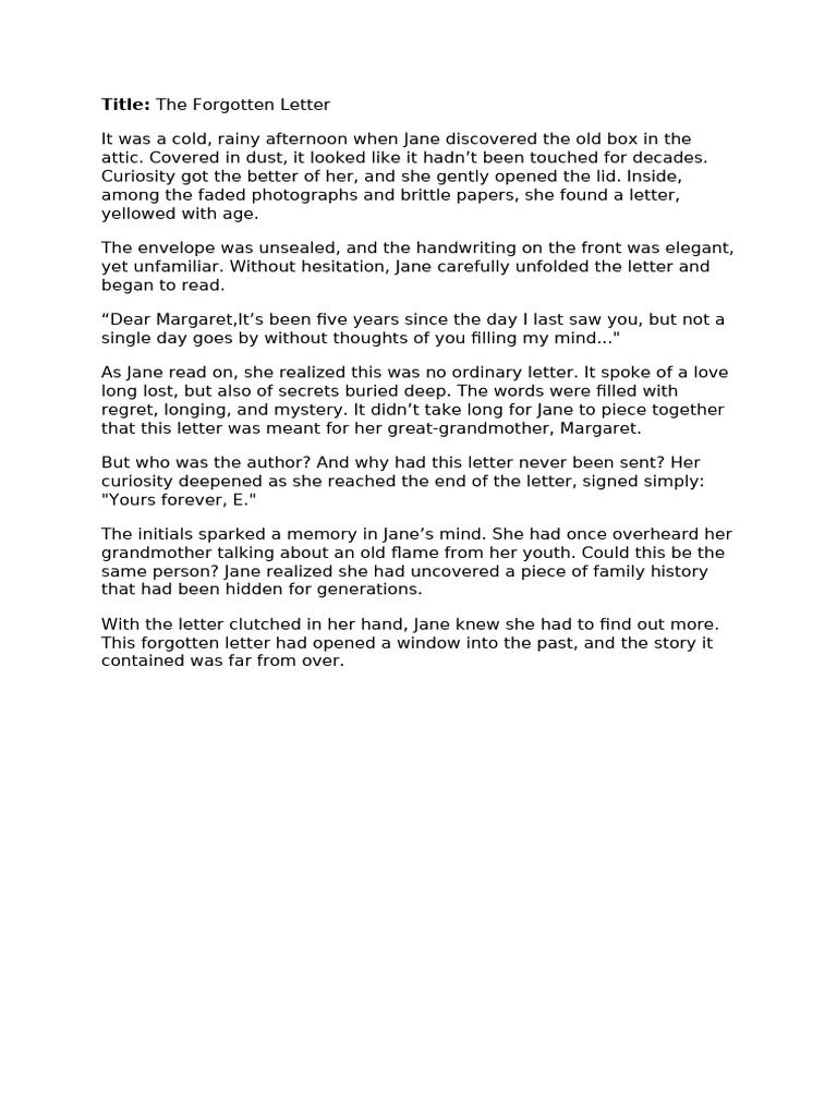 Forgotten Love Letter Mystery | PDF