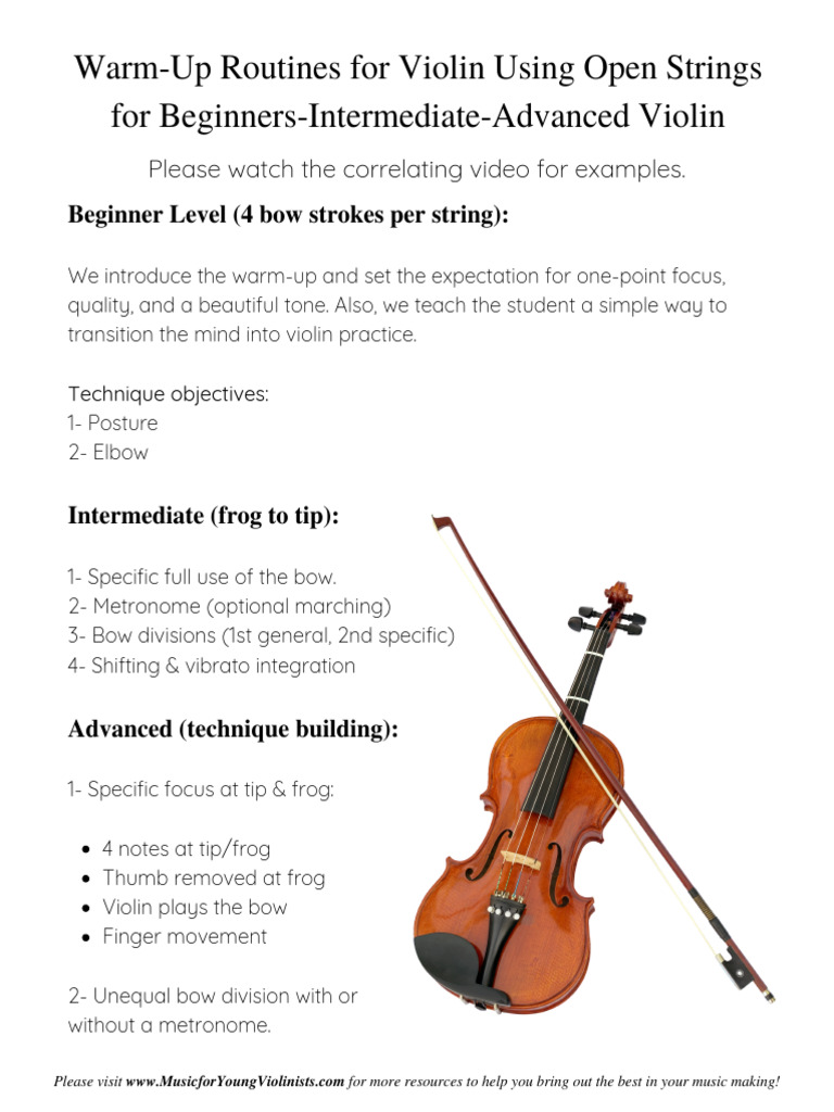 Violin Warm-Up Routines by Skill Level | PDF | Language Arts & Discipline