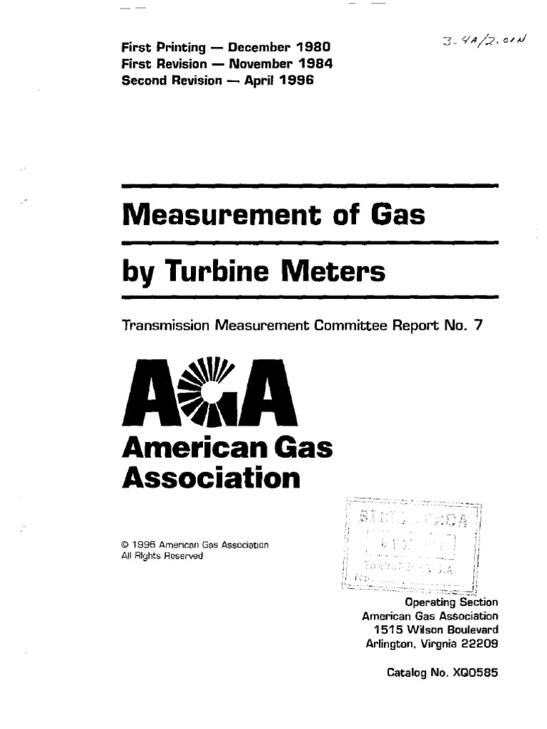 Aga Report 7 Measurement of Gas by Gas Turbine Meters | PDF | Pipe (Fluid Conveyance ...