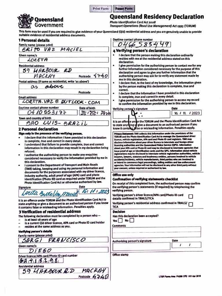 Queensland Residency Declaration | PDF | Identity Document | Applications Of Cryptography