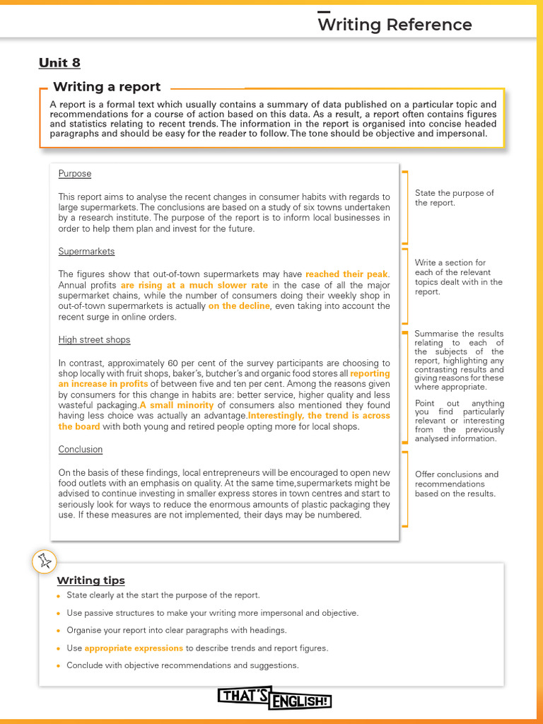 Writing A Report C1.2 U8 | PDF | Supermarket | Economies