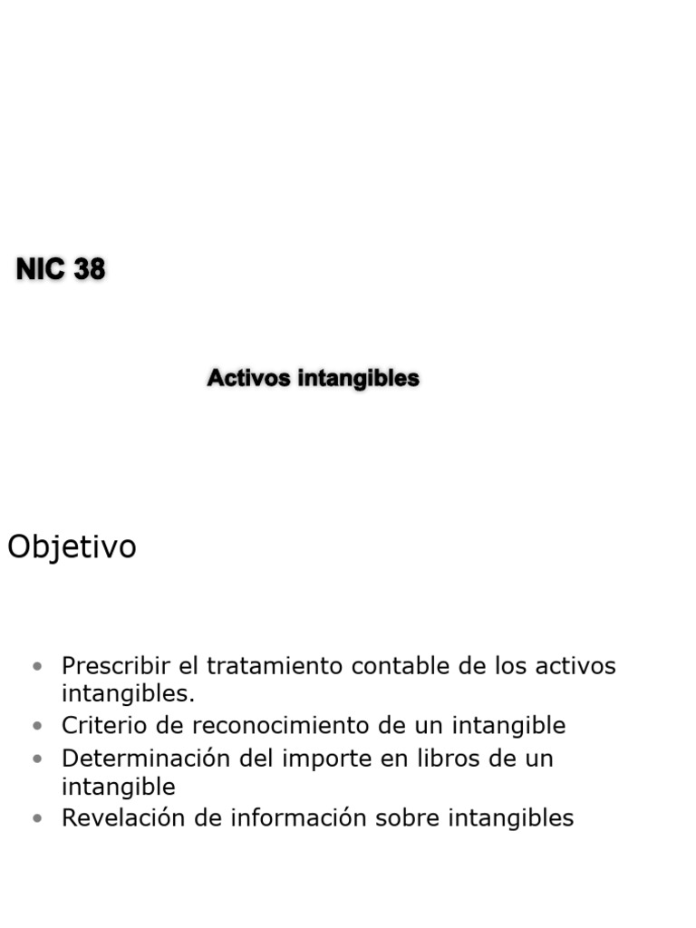 NIC 38 Leo.ppt | PDF | Activo intangible | normas internacionales de INFORMACION FINANCIERA