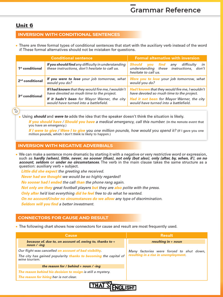 Grammar Reference C1.2 U6 | PDF | Linguistics | Grammar