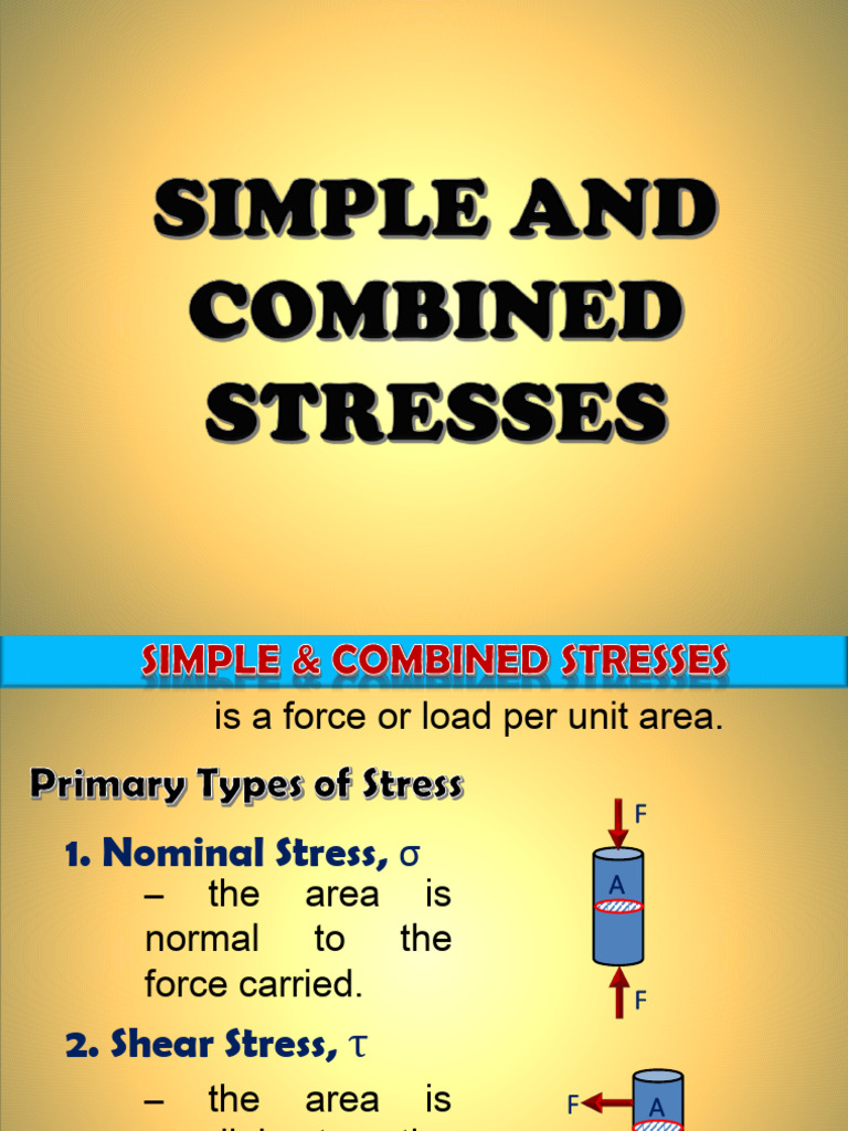 Simple Stress - Combined Stresses | PDF | Stress (Mechanics) | Young's ...