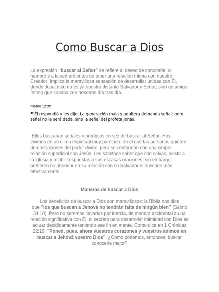 Como Buscar A Dios Predica Hombre 10022022 | PDF | Dios | Oración
