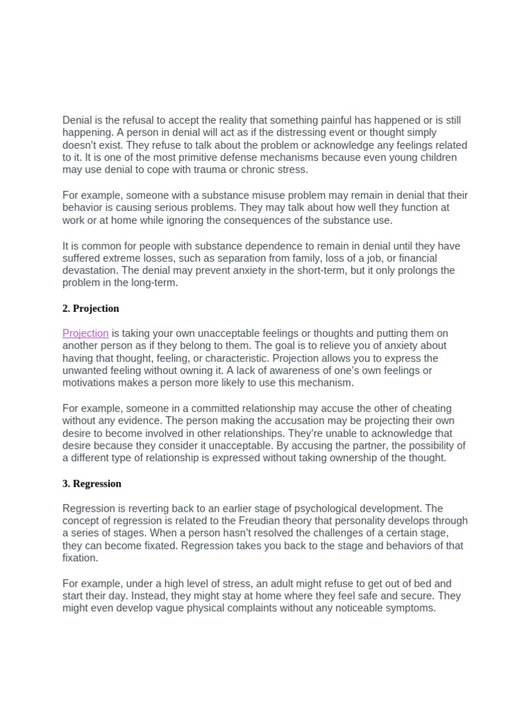 DEFENCE MECHANISM 24.3 | PDF | Dissociation (Psychology ...