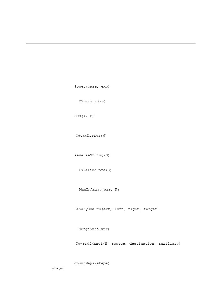 Here Are 20 Recursion Exercises in Algorithms | PDF