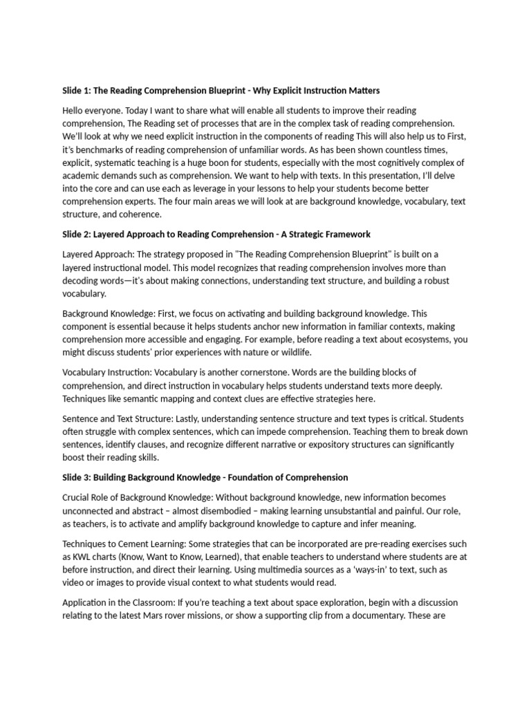 Script | PDF | Reading Comprehension | Differentiated Instruction