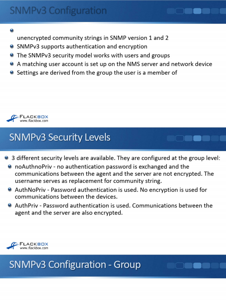 34 07 SNMP v3 Configuration | PDF | Network Protocols | Cryptography