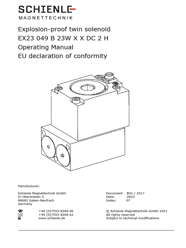 Explosion-Proof Twin Solenoid Ex23 049 B 23W X X DC 2 H Operating ...