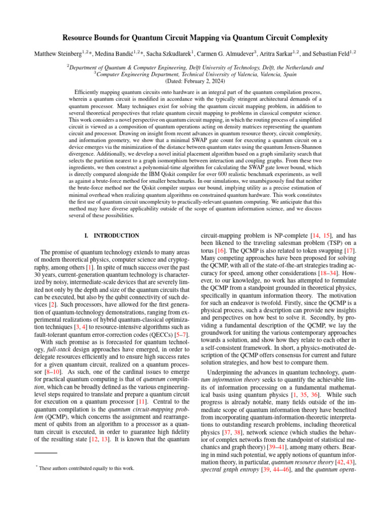 Resource Bounds For Quantum Circuit Mapping Via Quantum Circuit Complexity Pdf Quantum 