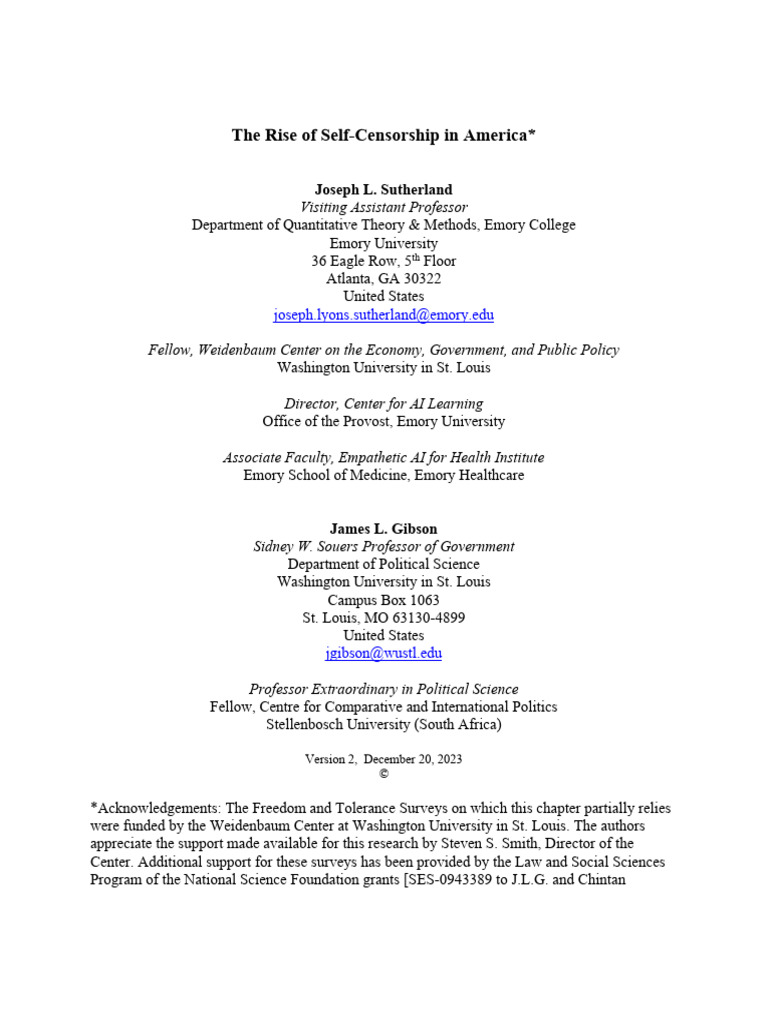 Self Censorship Internet Usa | PDF | Time Series | Political Science