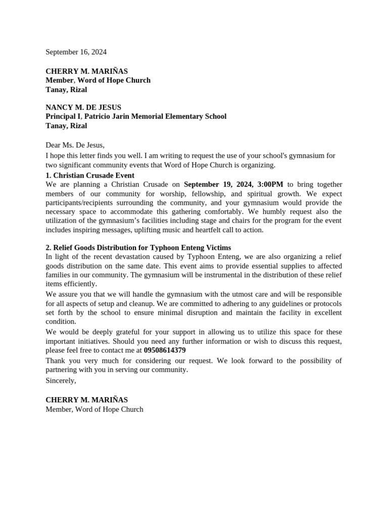 LETTER-OF-REQUEST-Utilization-of-Gymnasium (1) | PDF