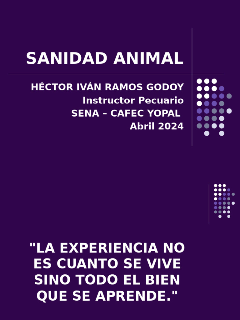 1 Intro Sanidad Animal | PDF | Terapia | Patología