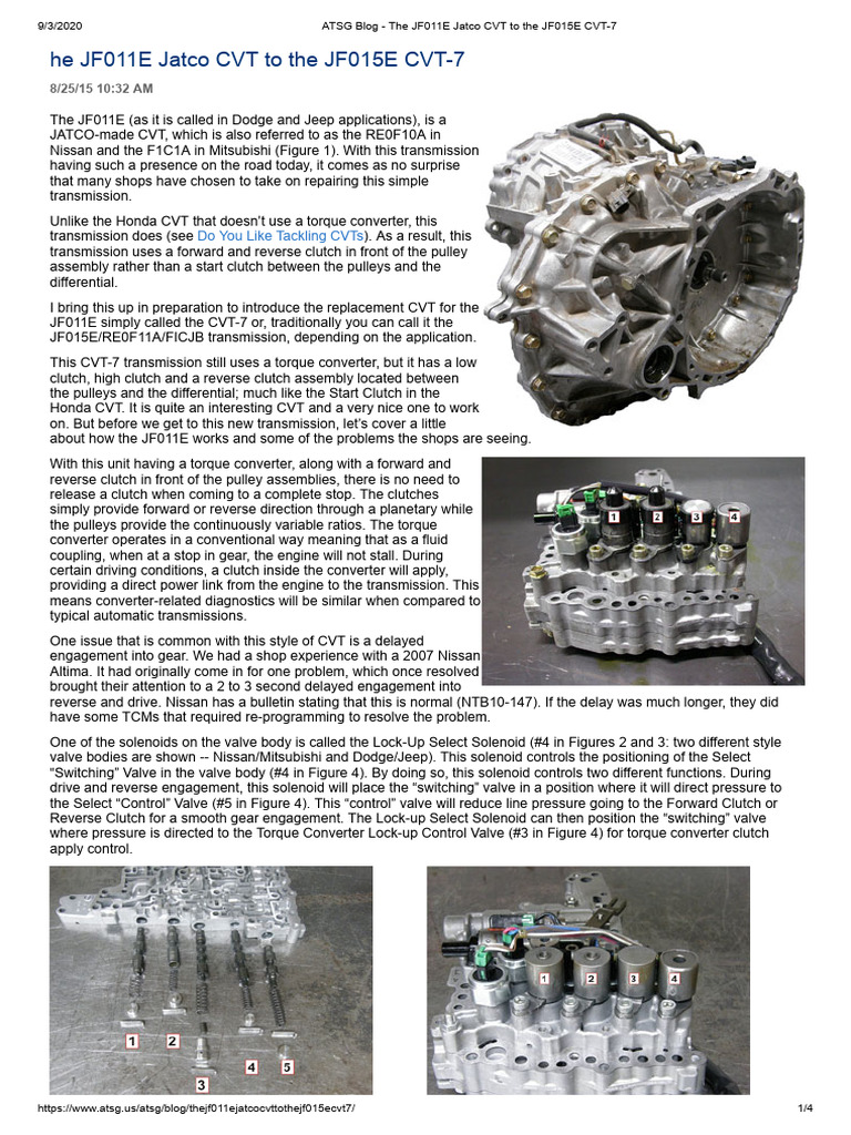 ATSG Blog - The JF011E Jatco CVT To The JF015E CVT-7 | PDF | Electrical ...