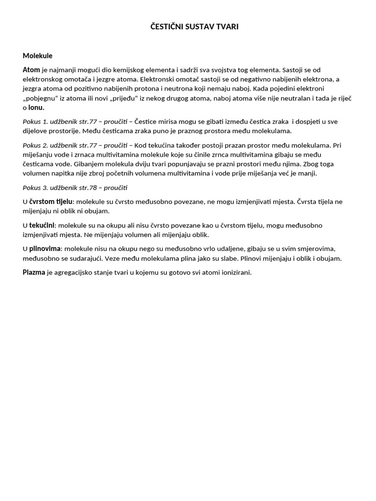 4.1. Čestični Sastav Tvari | PDF