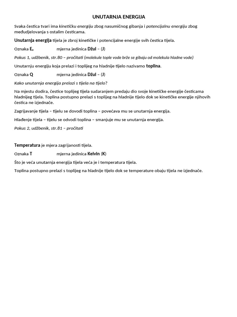 4.2. Unutarnja Energija | PDF