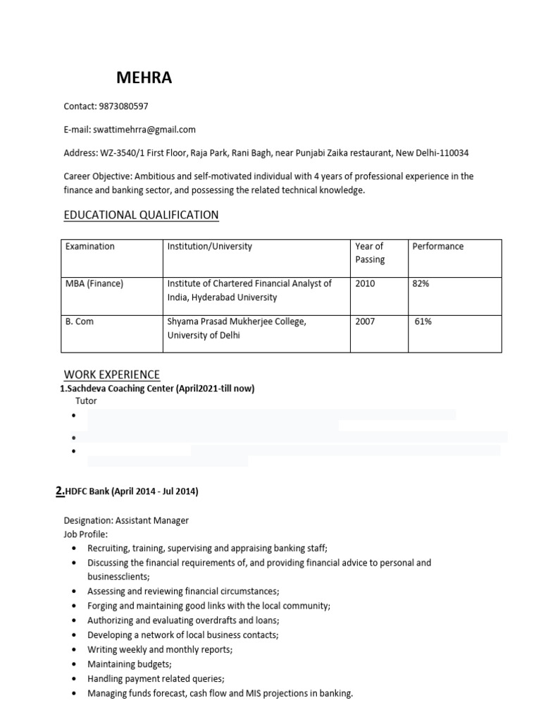 Swati CV PDF | PDF | Sales | Business
