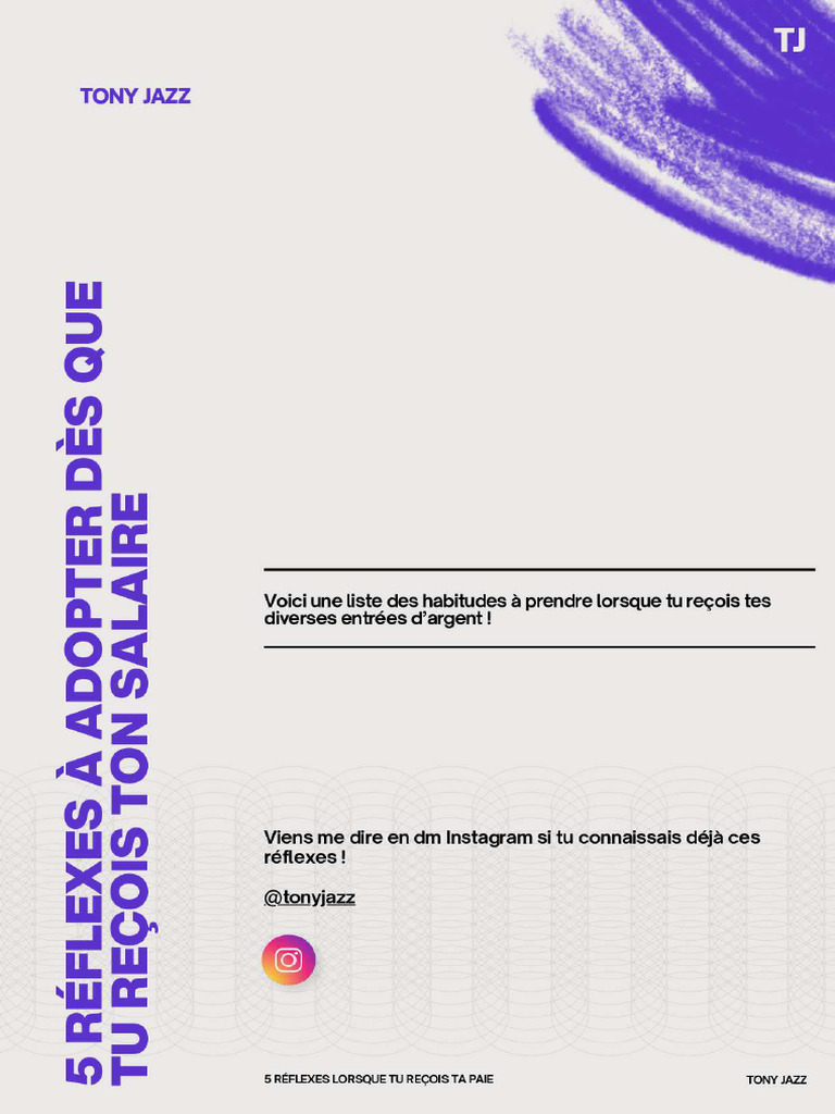 Tony Jazz 5 REFLEXES A ADOPTER UNE FOIS QUE TU RECOIS TA PAIE | PDF