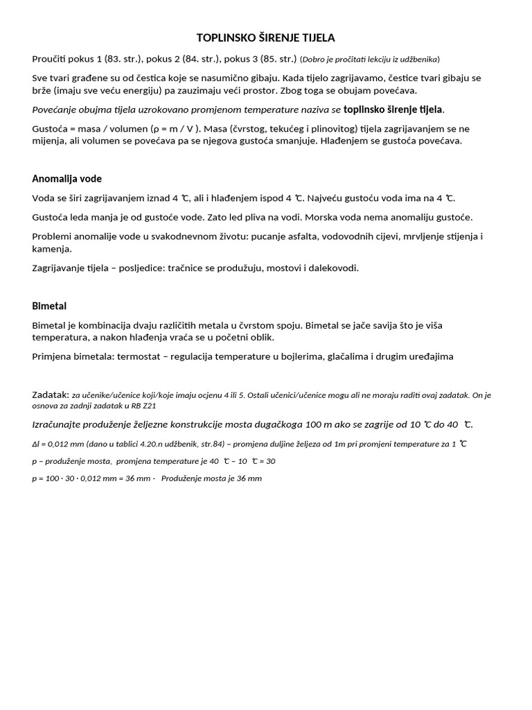 4.3. Toplinsko Širenje Tijela | PDF