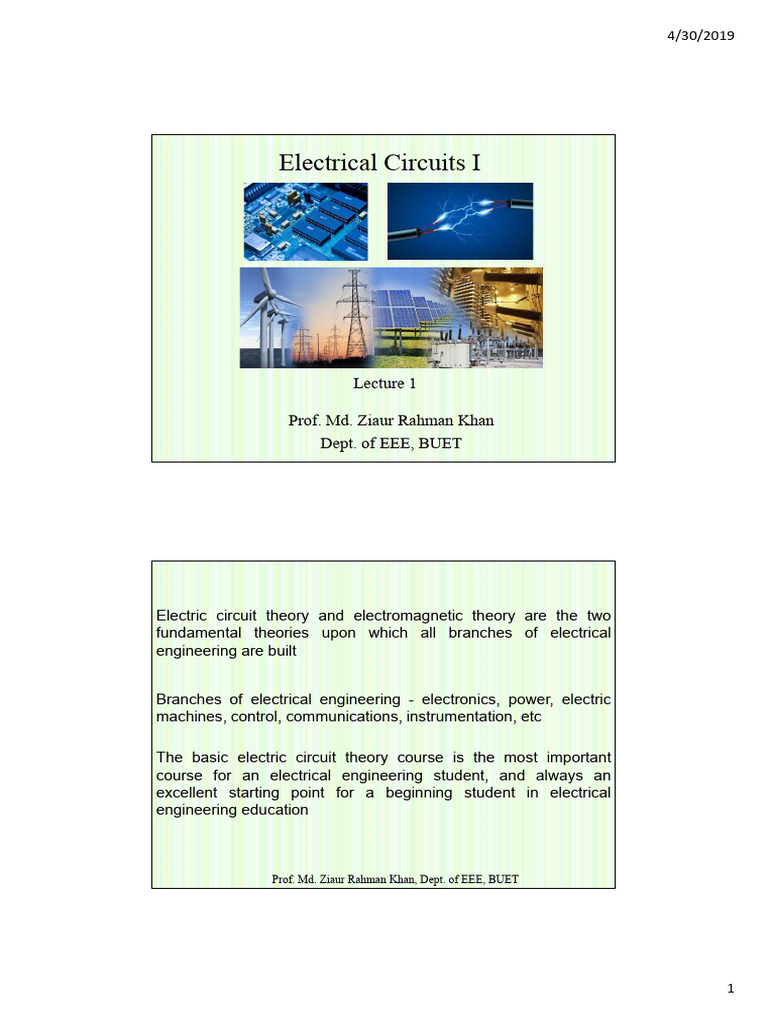 EEE 101_Lec 1 | PDF | Electric Current | Voltage